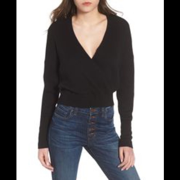 Leith | Sweaters | Nwt Leith Ribbed Wrap Sweater Black | Poshmark